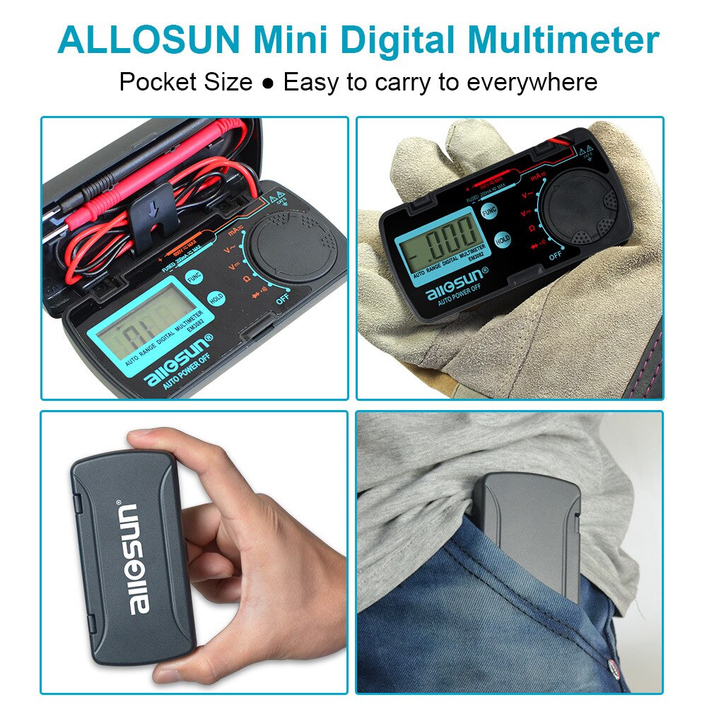 Mini multimetru digital, Allosun, Afisaj LCD, Plastic, Multicolor - eMAG.ro