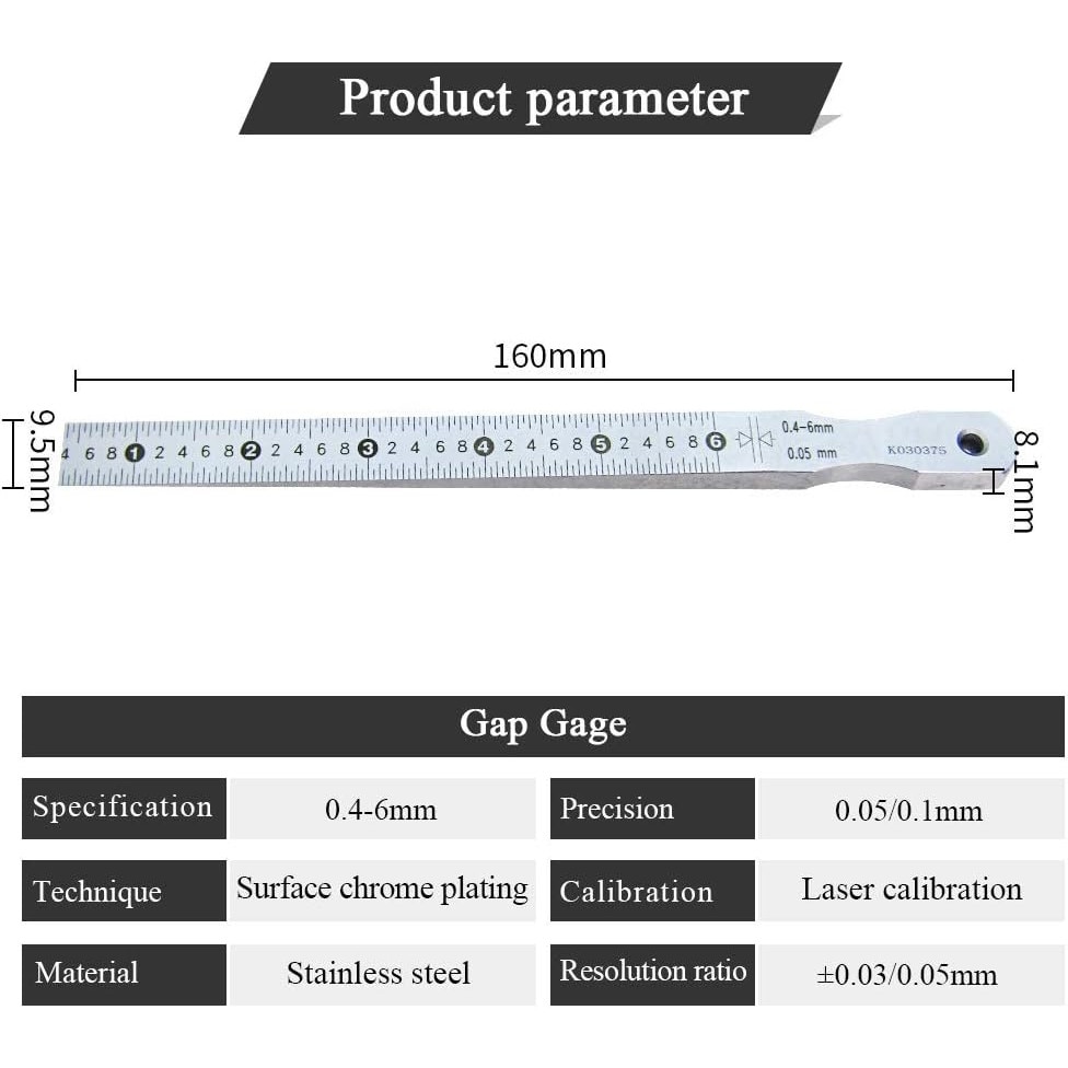 Instrument de masurare a decalajului Sunmostar, 0.4-6 mm, Argintiu ...