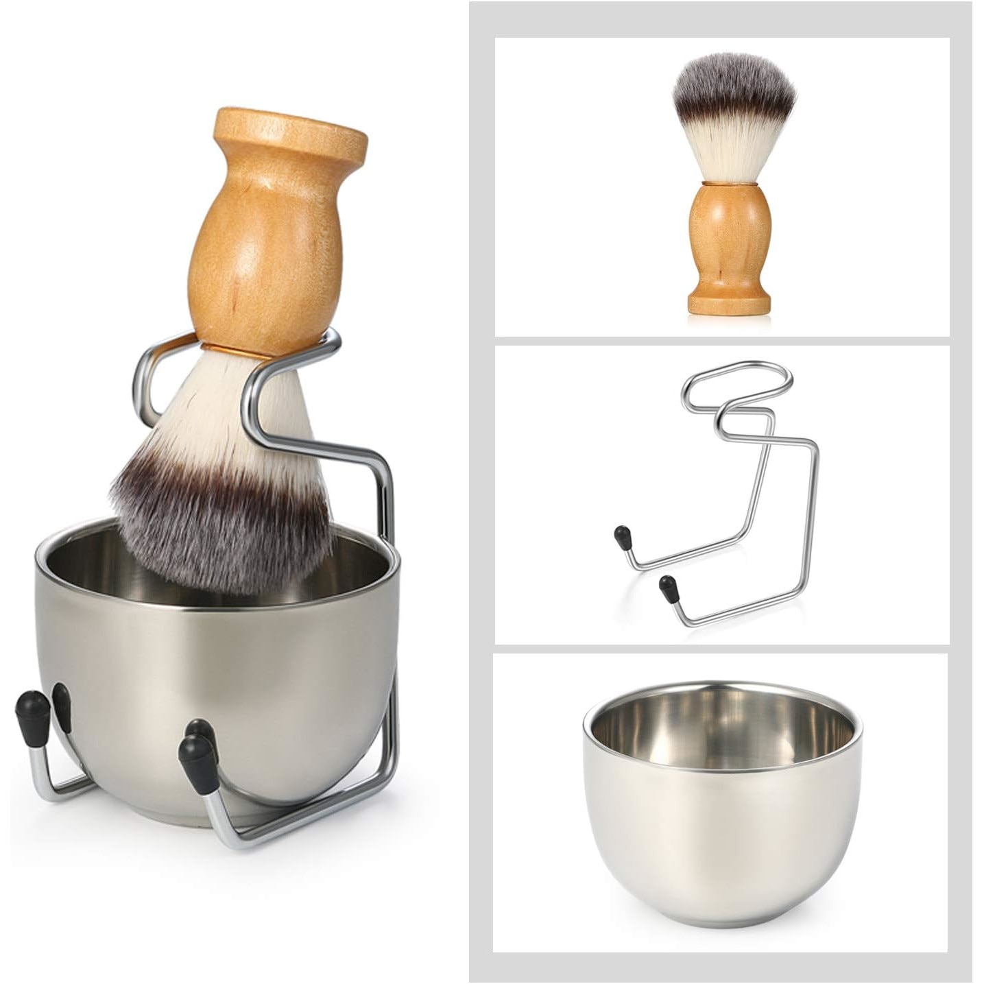 Set perie/bol barbierit, Sunmostar, Lemn/Inox - eMAG.ro