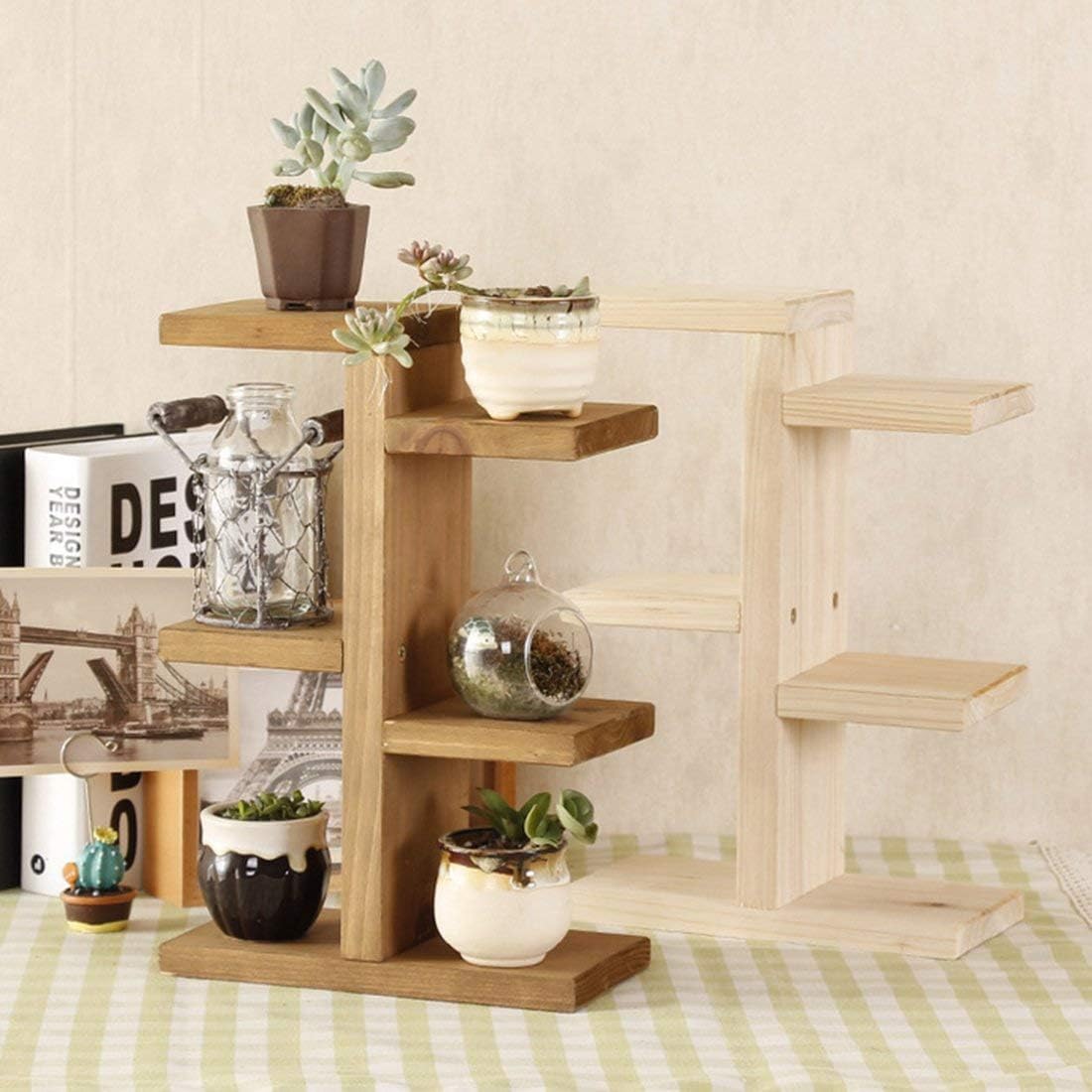 Etajera flori din lemn, Wood Garden, Nuc, 20 x 35 x 11.4 cm - eMAG.ro