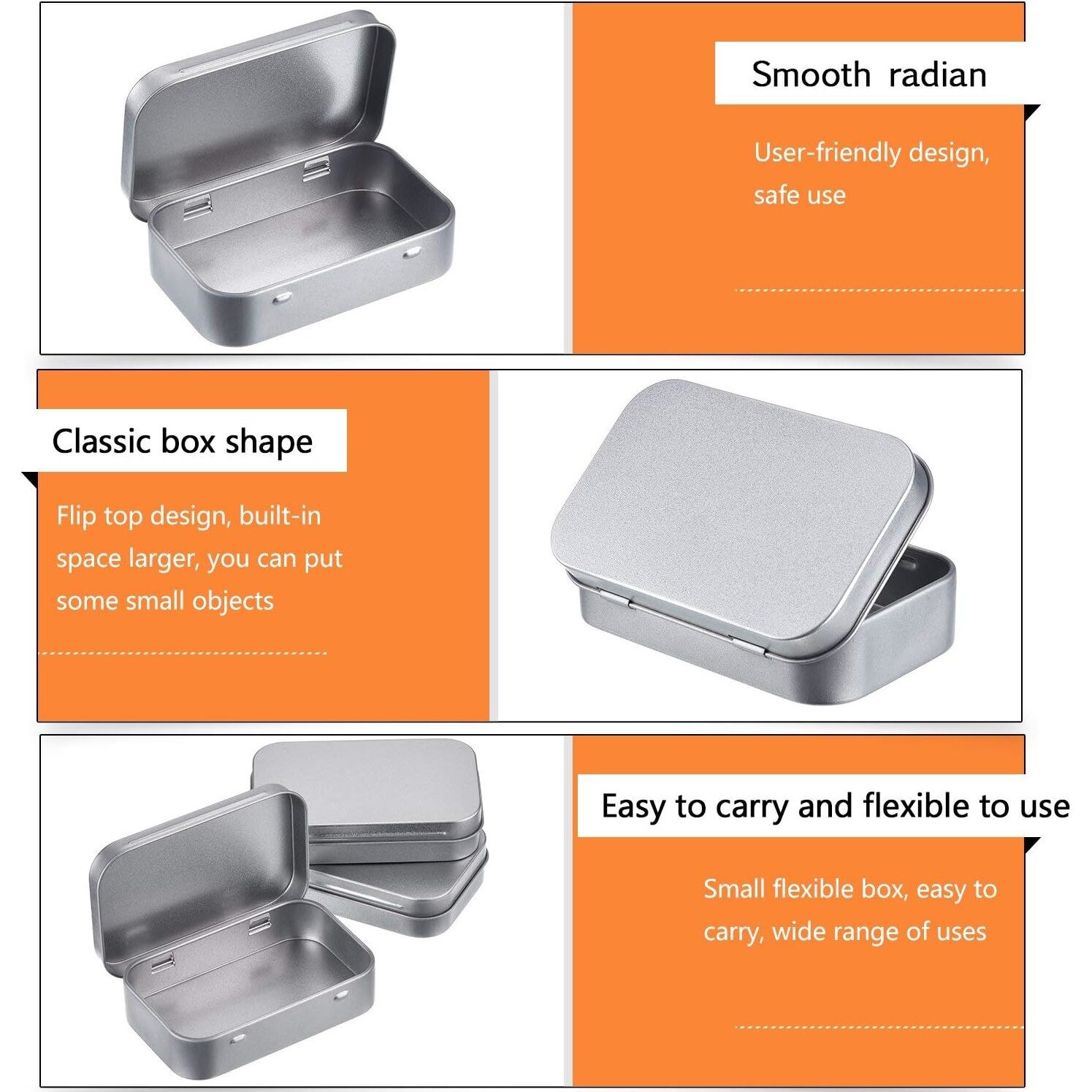 Set 3 cutii metalice Sunmostar, 9.5x6x2cm, Argintiu - eMAG.ro