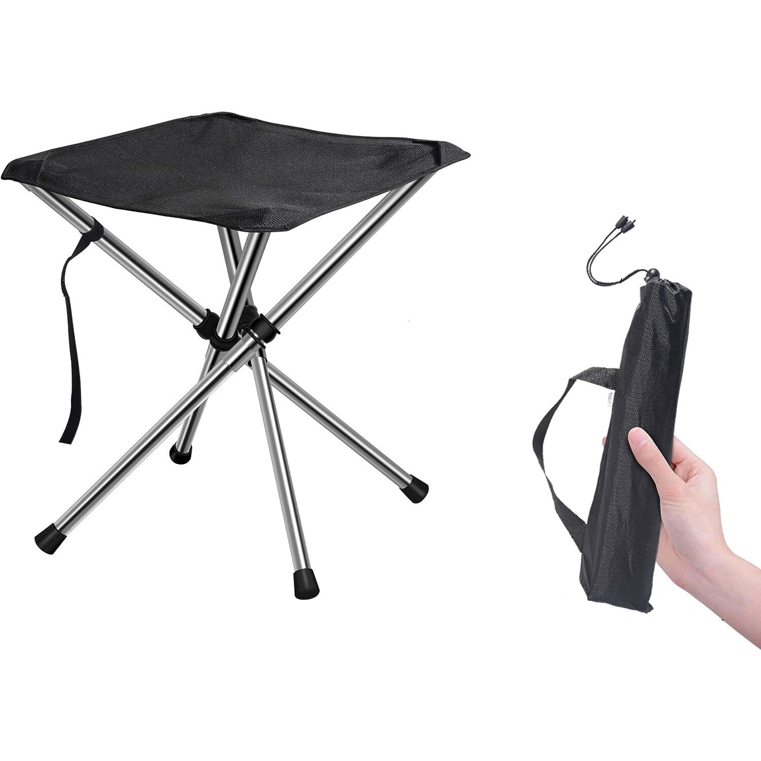 Scaun camping, Sunmostar, Pliabil, Inox/Naylon, 2.6x12.6x35.6 cm, Negru ...