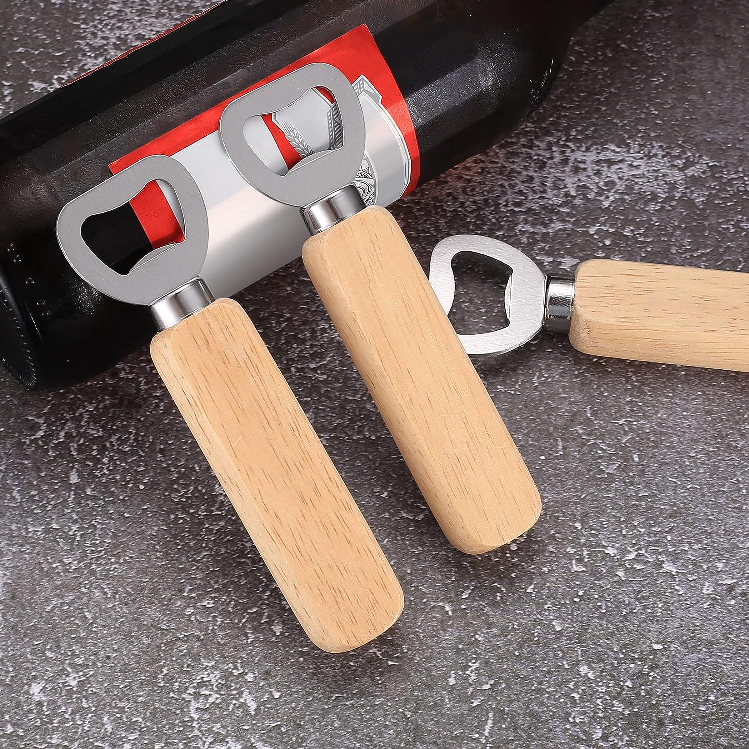 Set 5 deschizatoare sticle, Sunmostar, Inox/Lemn, Argintiu/Bej - eMAG.ro