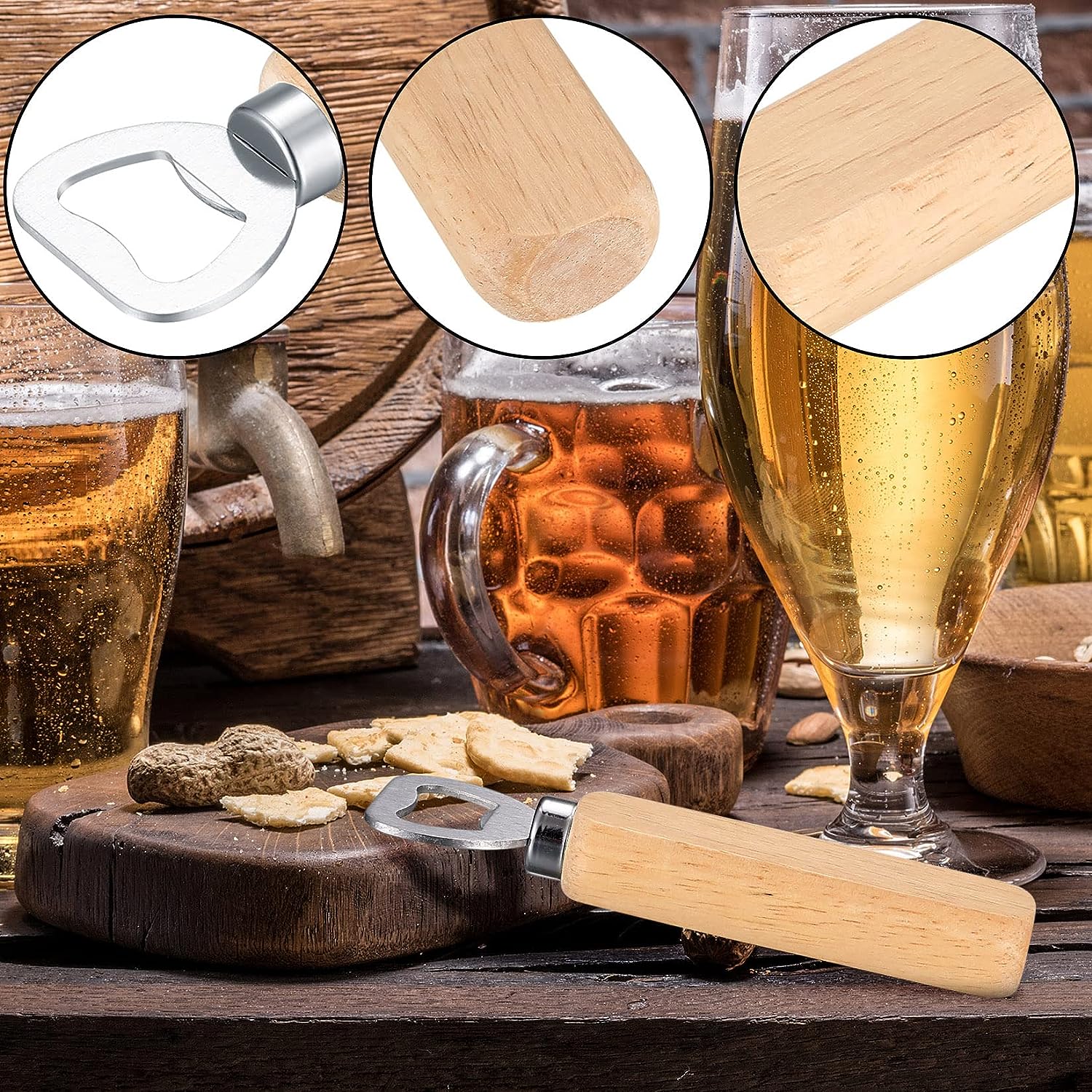 Set 5 deschizatoare sticle, Sunmostar, Inox/Lemn, Argintiu/Bej - eMAG.ro