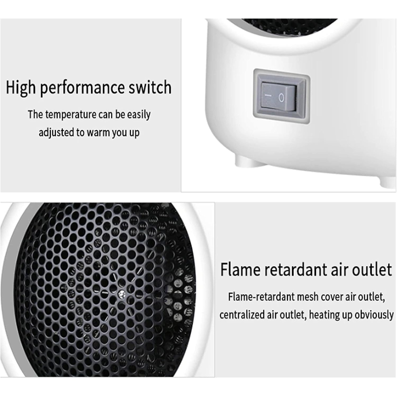 Mini incalzitor electric portabil cu ventilator, Alb, 400W 220V/110V ...