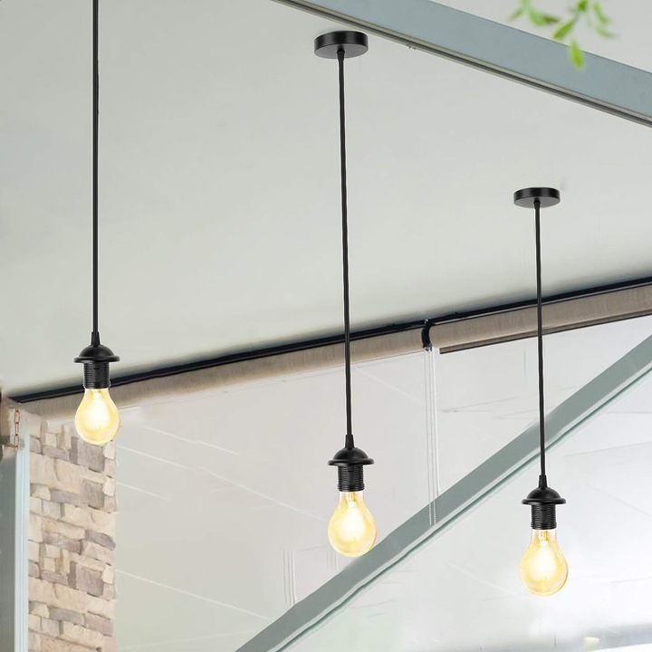 Set 2 fasunguri lustre, Sunmostar, Plastic, E27, Negru - eMAG.ro