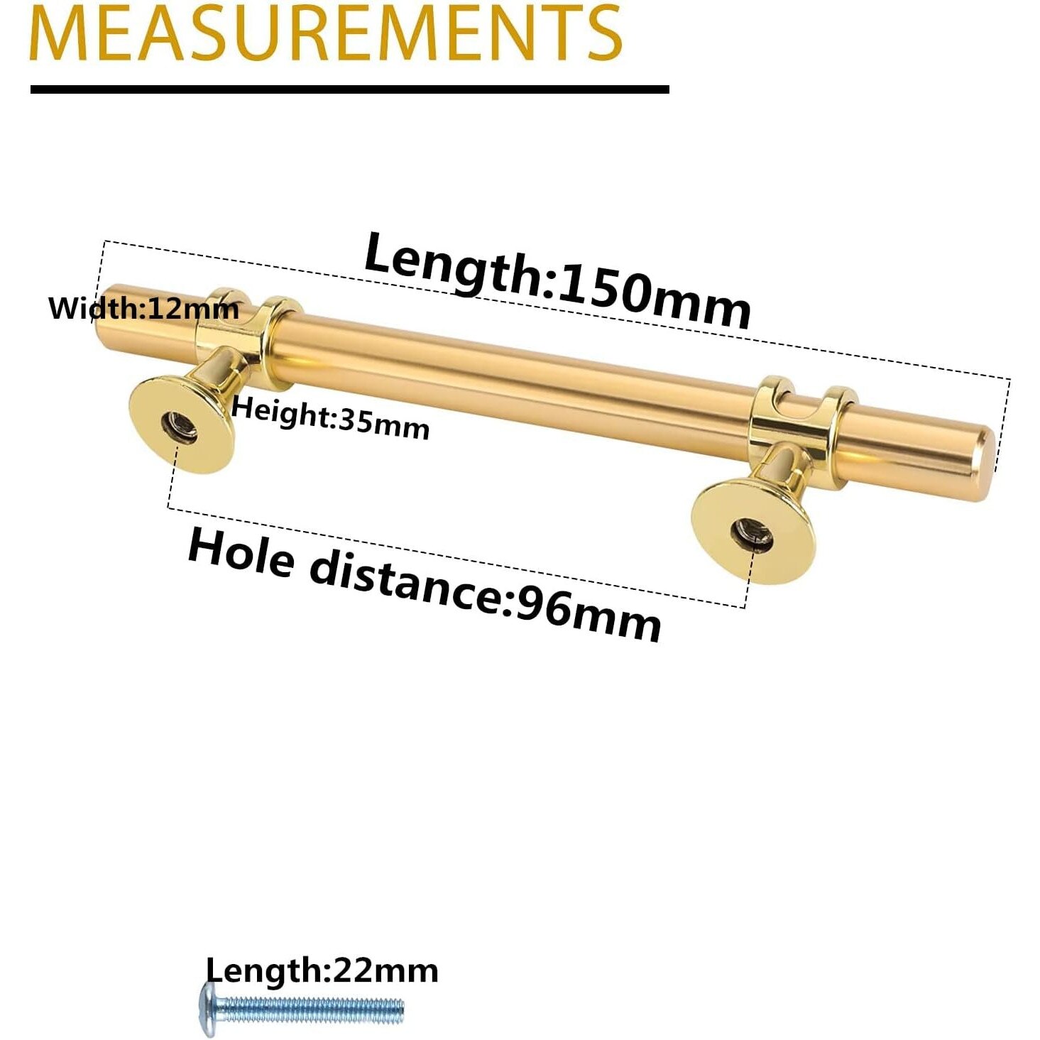 Set 6 manere mobila, Sunmostar, Aliaj/Inox, 150 mm, Auriu - eMAG.ro