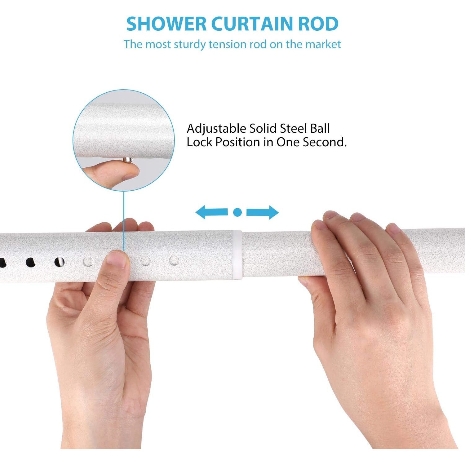 Tija extensibila pentru perdea de dus, Sunmostar, Inox, 70-110cm, Alb ...