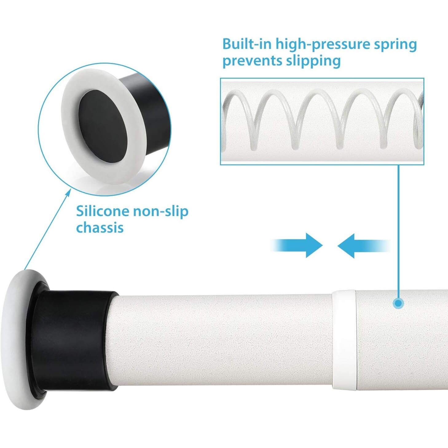 Tija extensibila pentru perdea de dus, Sunmostar, Inox, 70-110cm, Alb ...