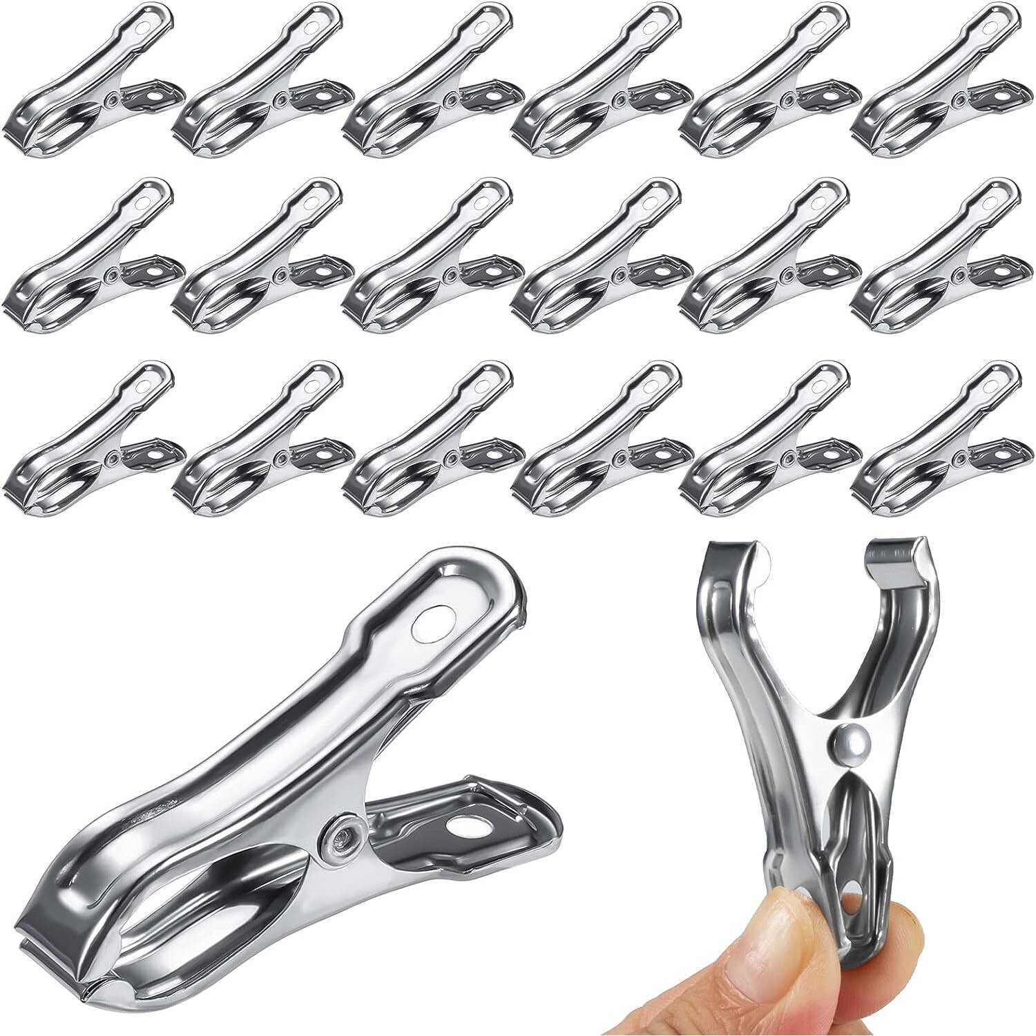 Set 40 cleme prindere, Sunmostar, Metal, Argintiu - eMAG.ro