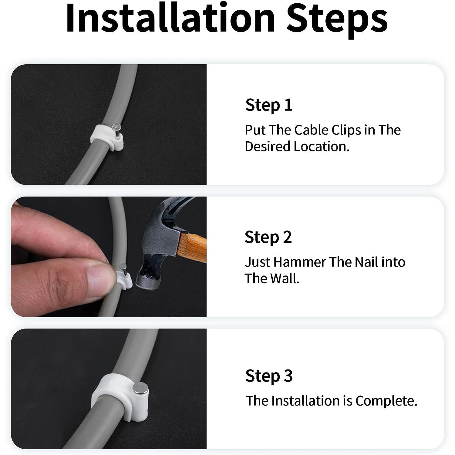 Set 300 cleme pentru cabluri, Sunmostar, Plastic/Otel, 10mm, Alb - eMAG.ro