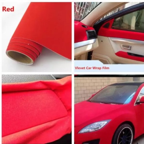 Folie autocolant catifea rosie, 10 cm x 100cm, tehnologie de eliminare ...