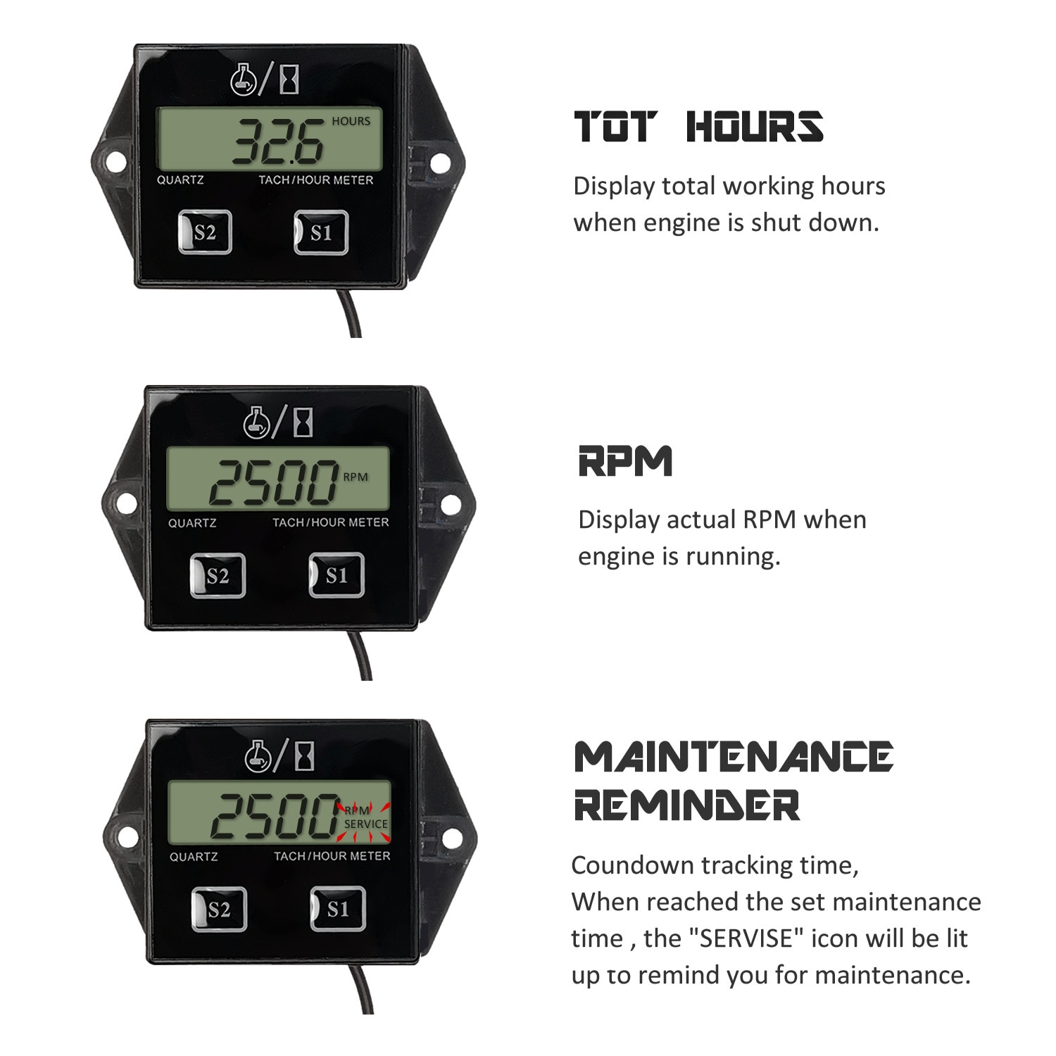 Turometru motocicleta, Digital, Orar inductiv, Pentru motor mic in 2/4 ...