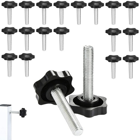 Pachet de 20 butoane de clema cu filet stea, Sunmostar, Negru/Argintiu ...