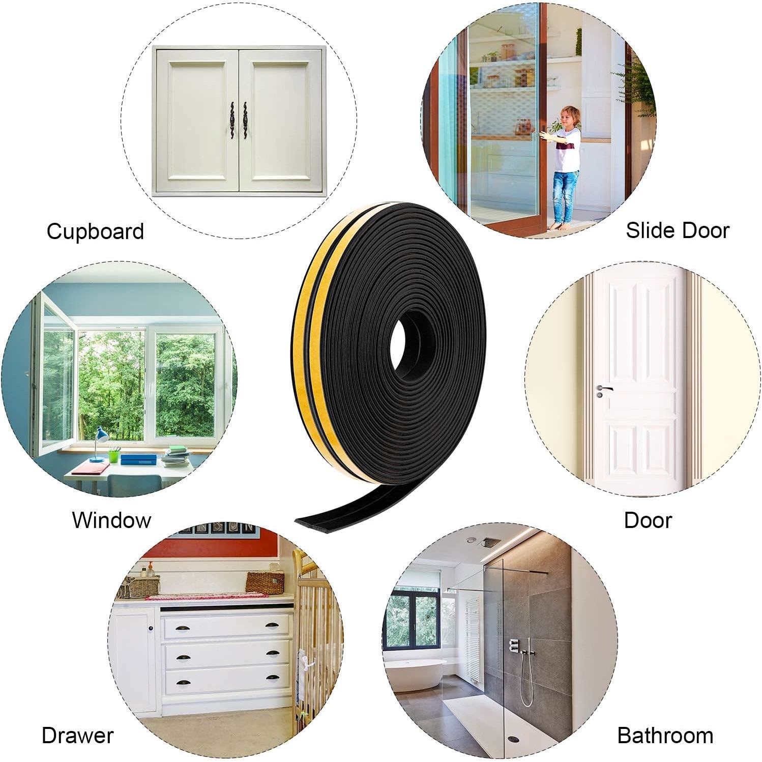 Banda de etansare Sunmostar, autoadeziva, EPDM, negru, 9x2mm, 12m - eMAG.ro