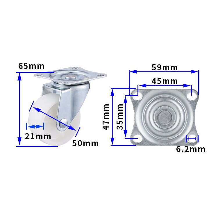 Set 4 role pivotante pentru mobila, Sunmostar, PU, 50 mm, Alb - eMAG.ro