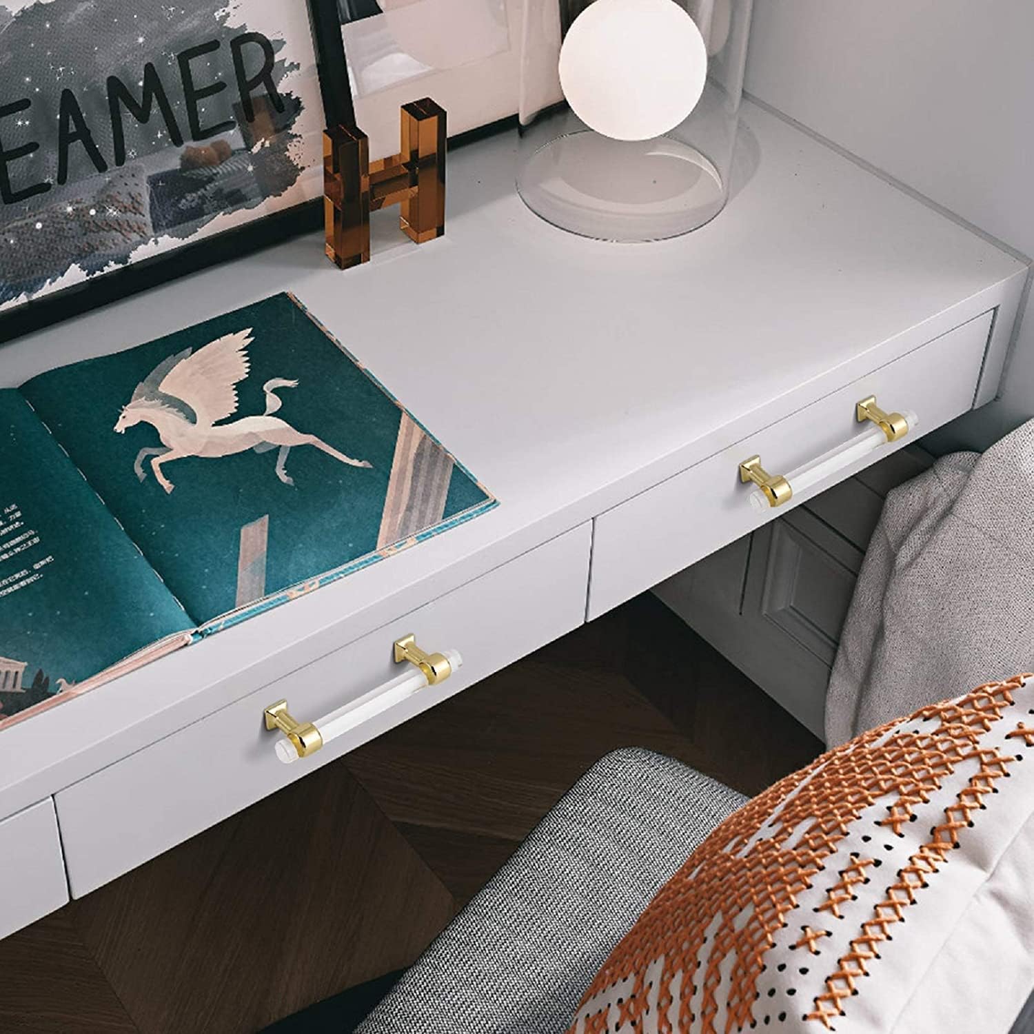 Set 2 manere usi bucatarie, Sunmostar, Acril transparent, 96mm, Auriu ...