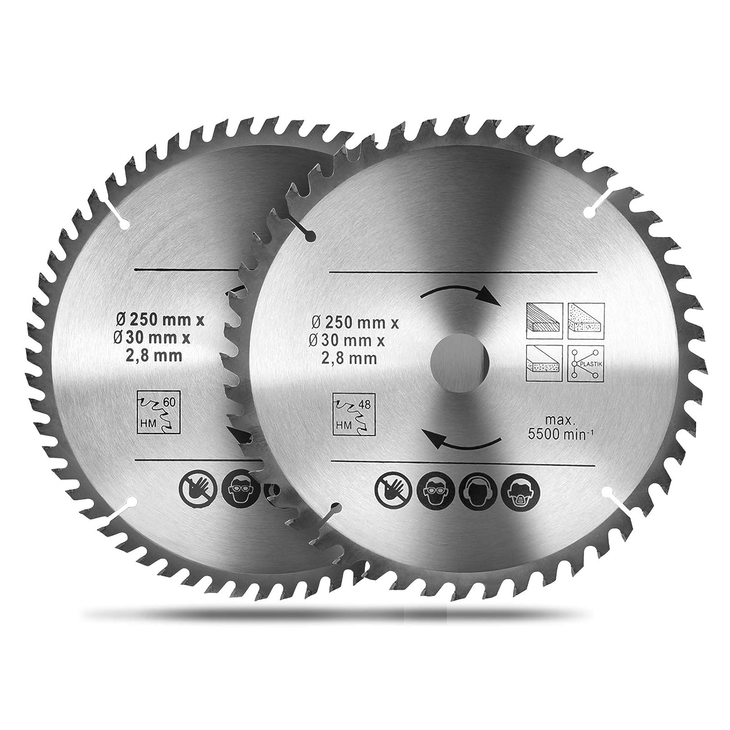 Set 2 panze de fierastrau circular pentru lemn, Sunmostar, Aliaj, 250 x ...