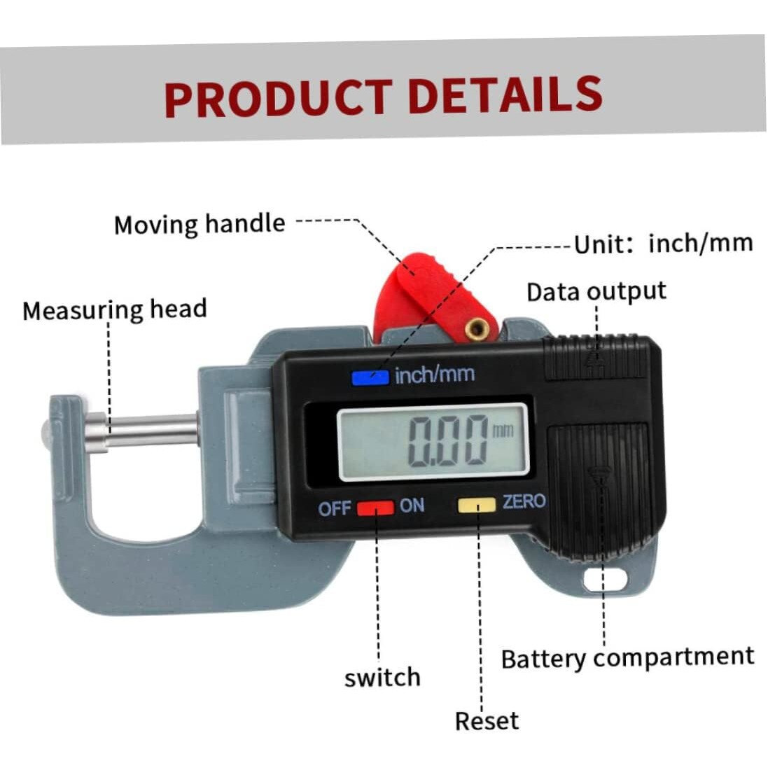 Micrometru, Sunmostar, Afisaj LCD, Negru/Gri - eMAG.ro