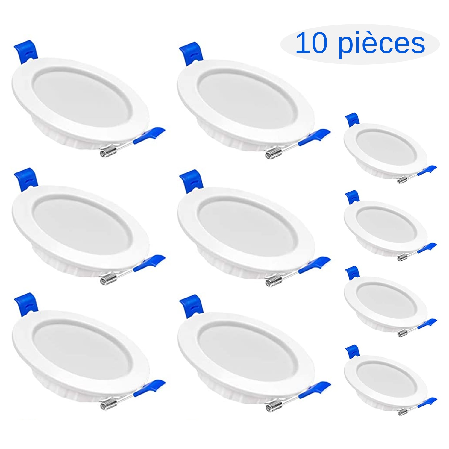 Set de 10 spoturi cu LED-uri plate incastrate, Sunmostar, Aluminiu, 7W ...