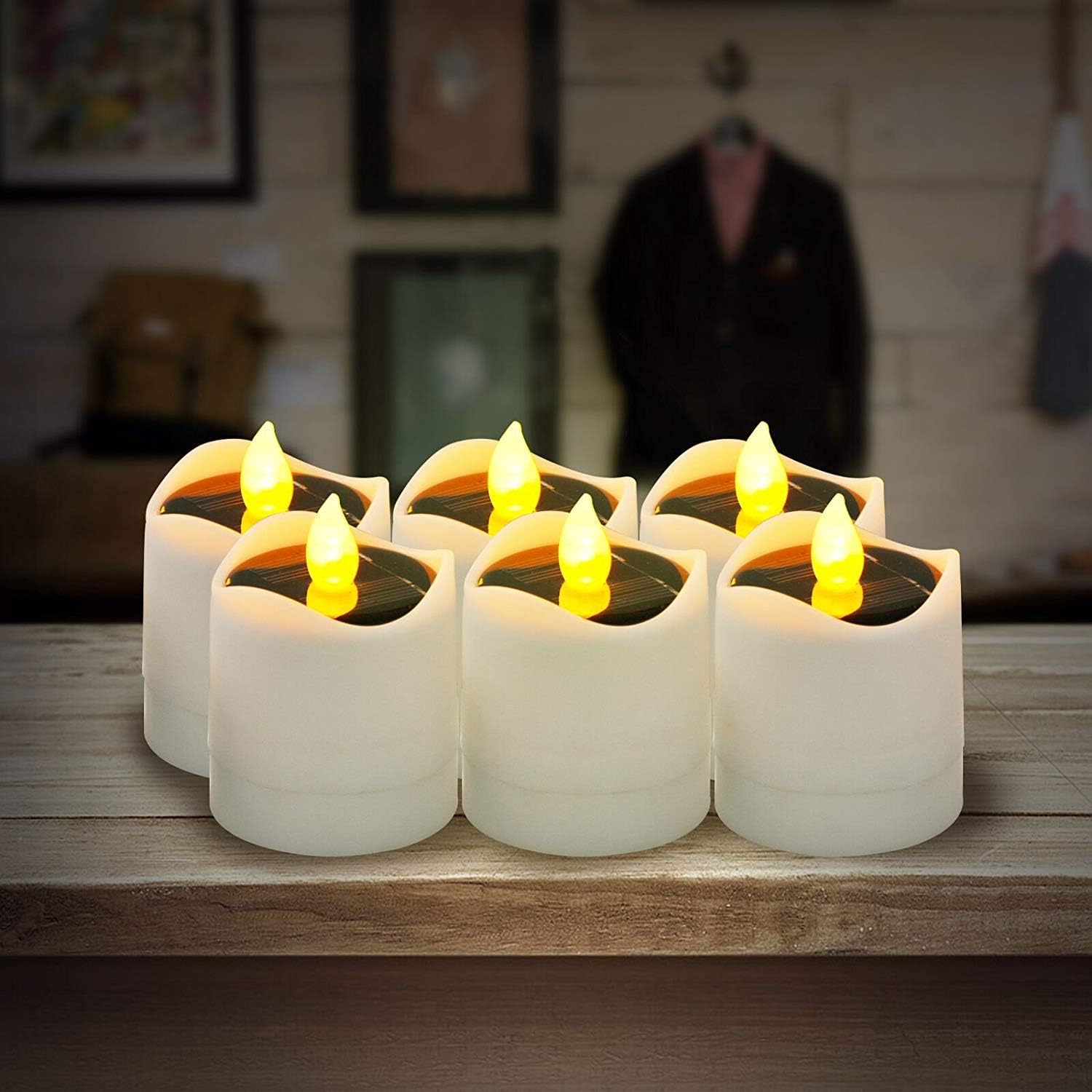 Set 6 lumanari LED solare, Sunmostar, ABS, 7.5 x 5.8 cm, Alb - eMAG.ro