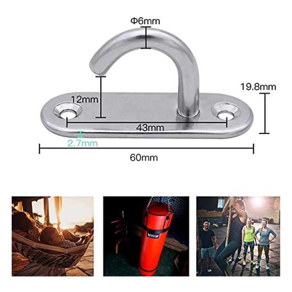 Set 4 carlige pentru tavan/perete Sunmostar, Inox, Argintiu - eMAG.ro