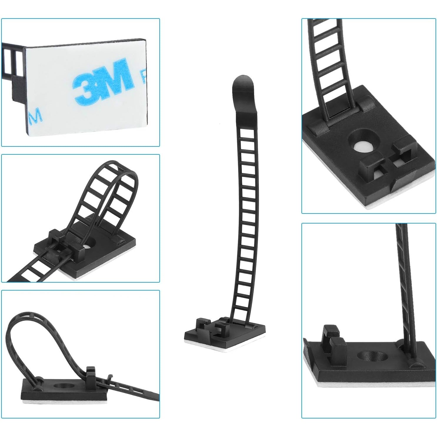 Set 100 prinderi autoadezive pentru cablu, Sunmostar, Nailon, Negru ...