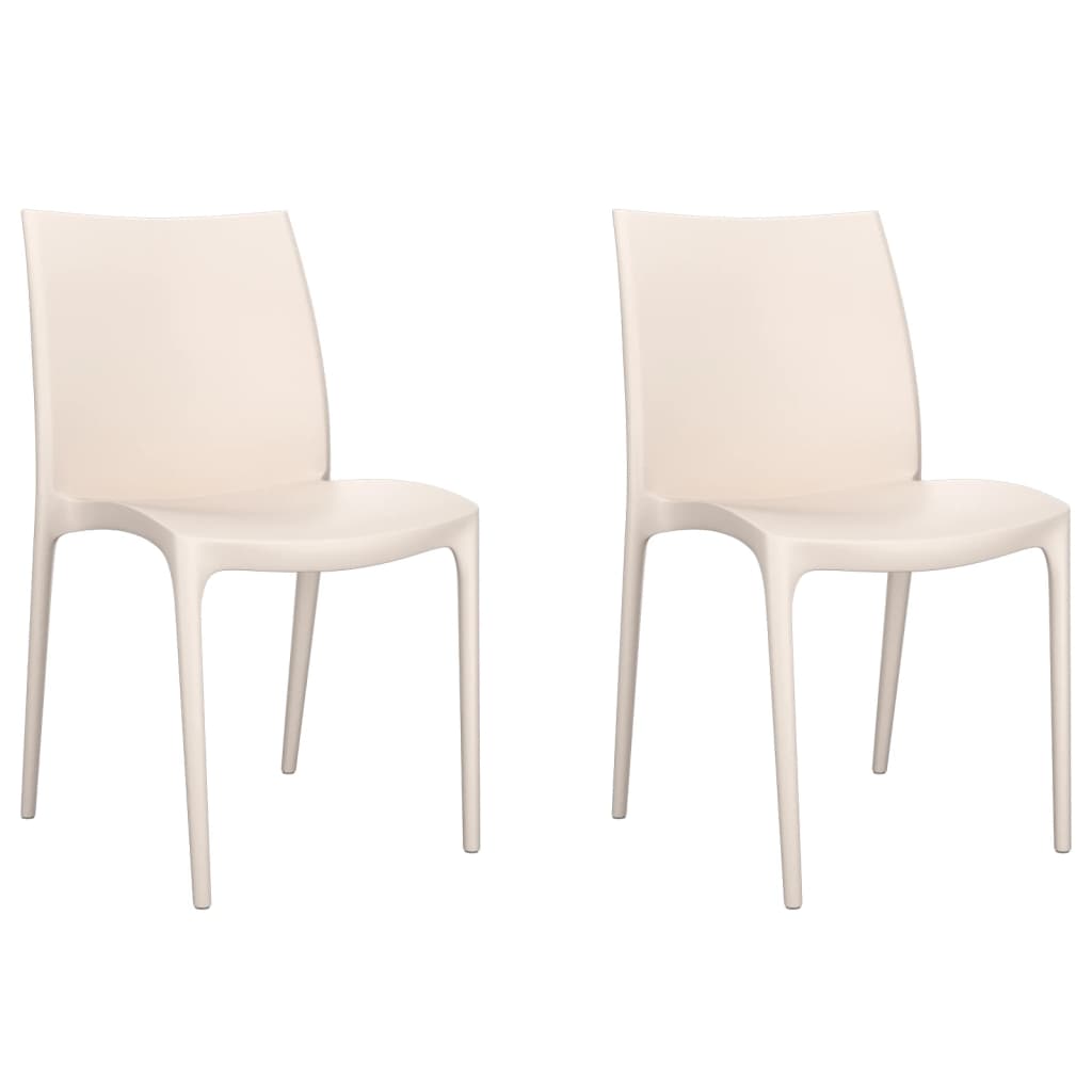 Set scaune de gradina vidaXL, 2 buc., crem, 50x46x80 cm, polipropilena ...