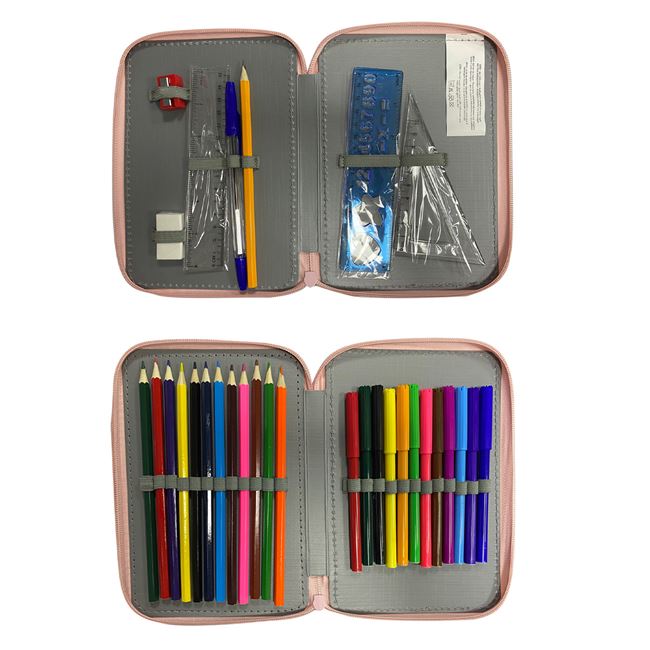 Penar dublu echipat, roz cald, pisica, 15 x 5 x 21 cm - eMAG.ro