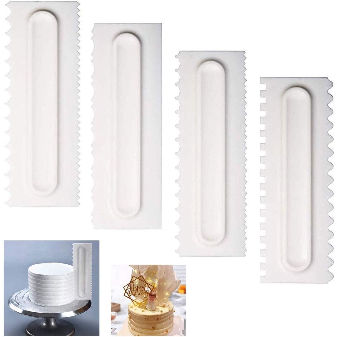 Set 4 ustensile ornare prajituri, Sunmostar, Plastic, Alb - eMAG.ro