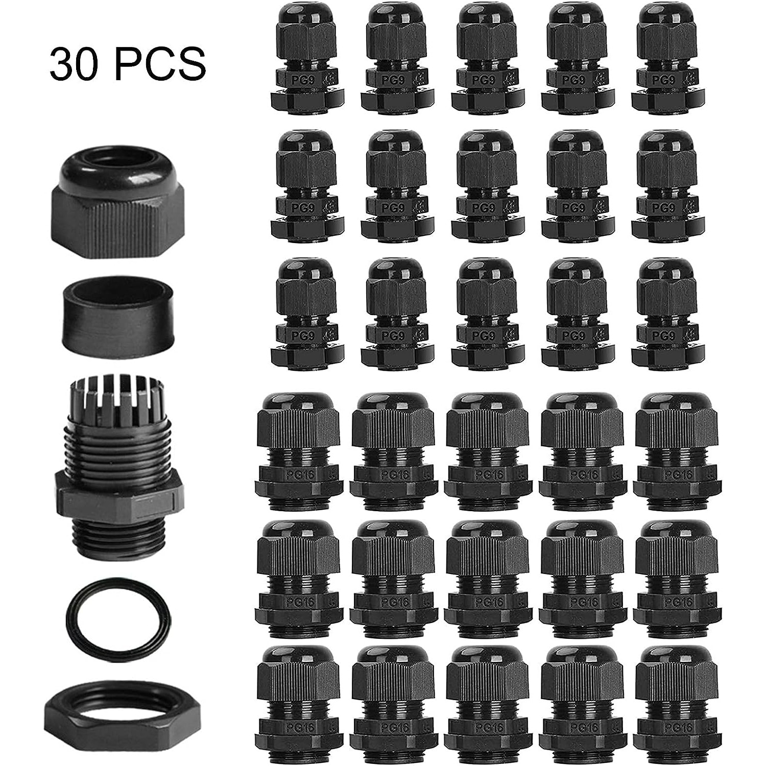 Set 30 presetupe cabluri, Sunmostar, Nylon, 2 dimensiuni, Negru - eMAG.ro