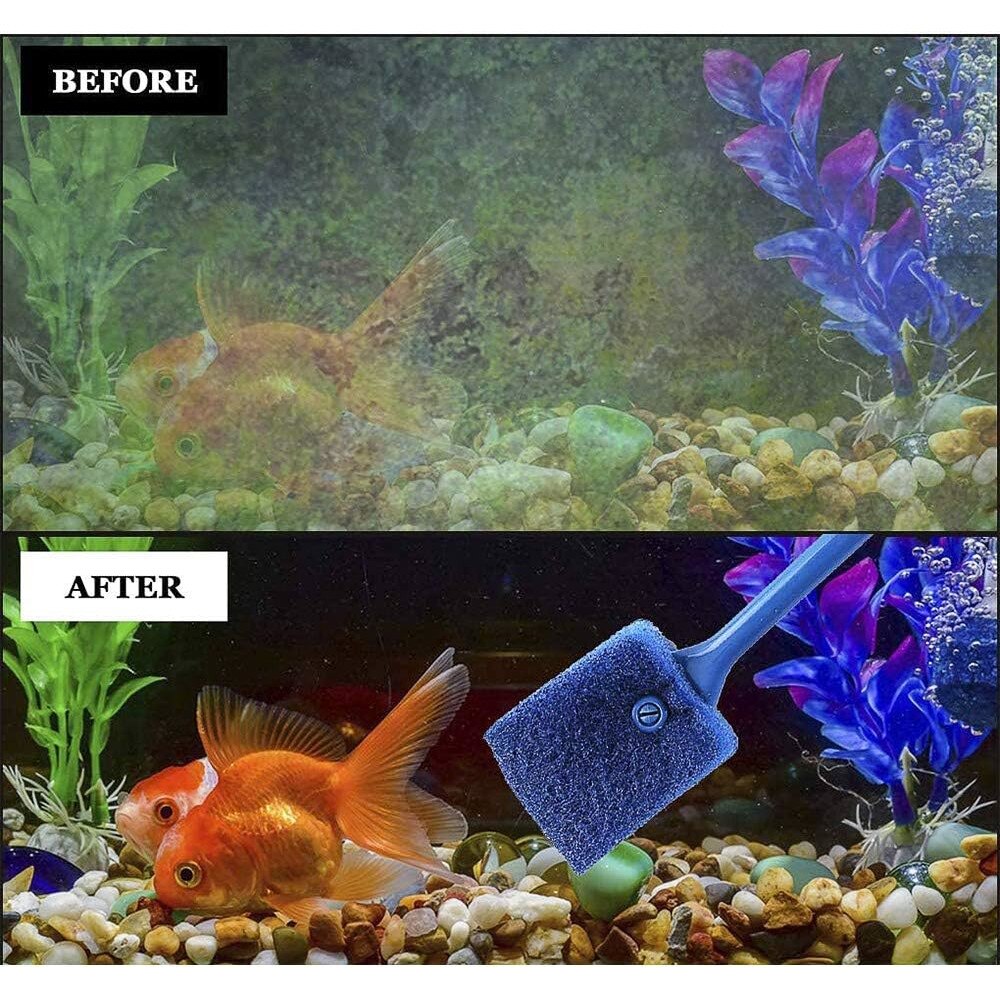 Set 2 x Dispozitiv curatare acvariu, Plastic/Burete, Albastru - eMAG.ro