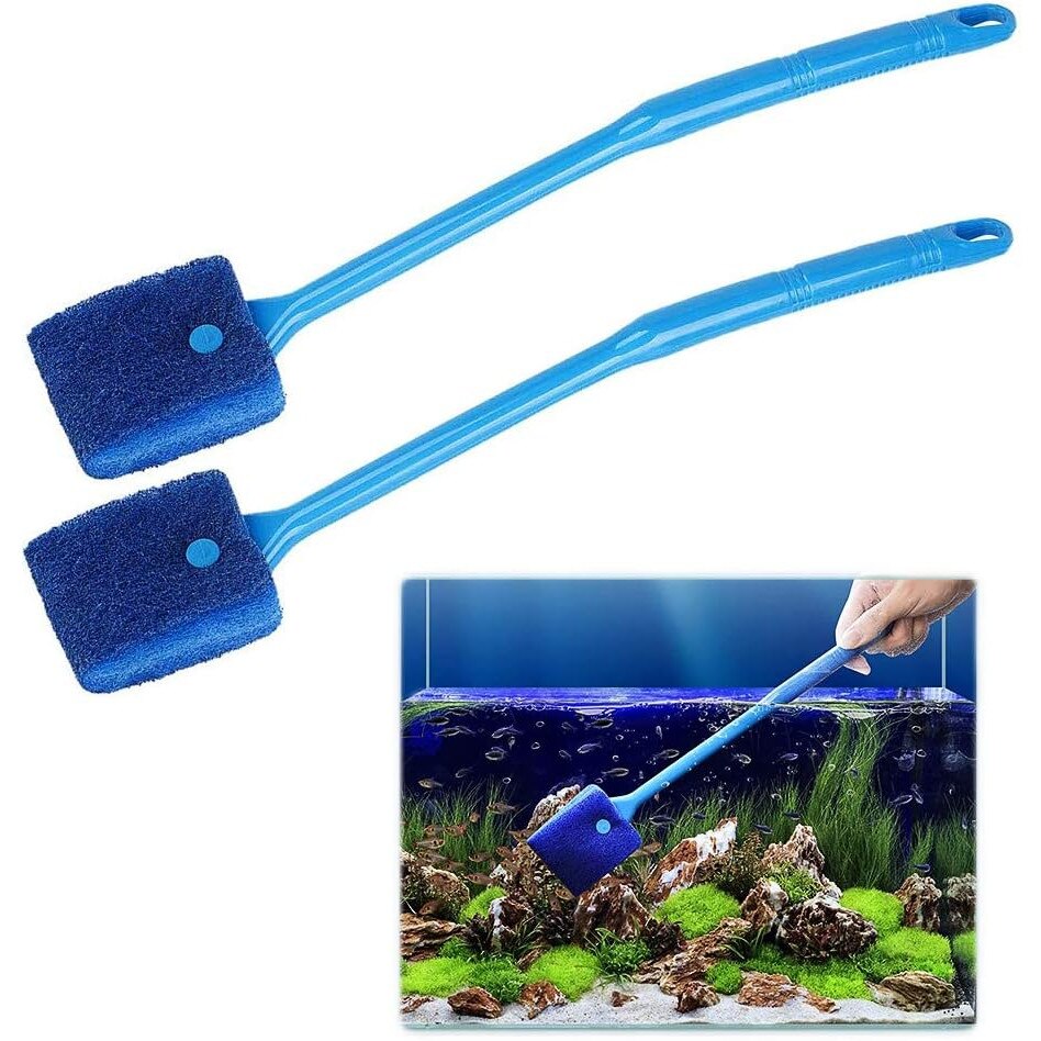 Set 2 x Dispozitiv curatare acvariu, Plastic/Burete, Albastru - eMAG.ro