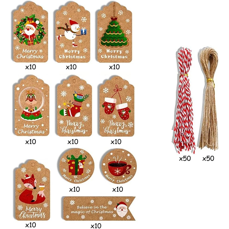 Set etichete cadouri, ComResi®, Craciun, 100 Bucati, Multicolor - eMAG.ro