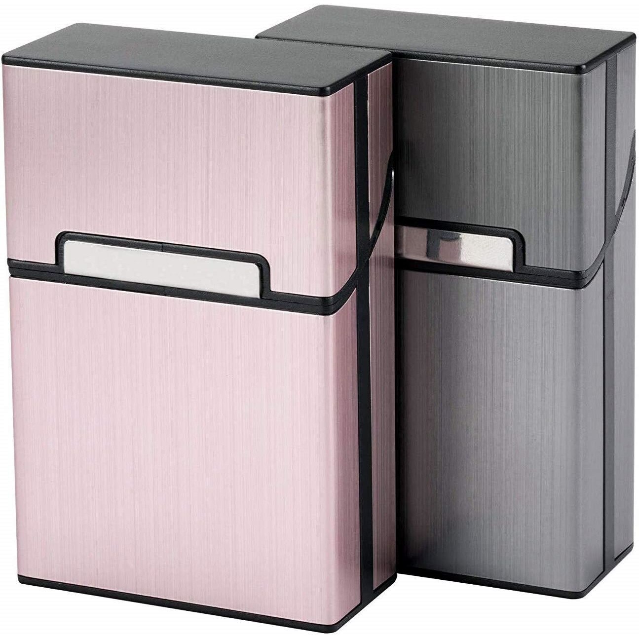 Set 2 cutii de tigari, Sunmostar, Aluminiu, 20 bucati, Gri/Roz - eMAG.ro