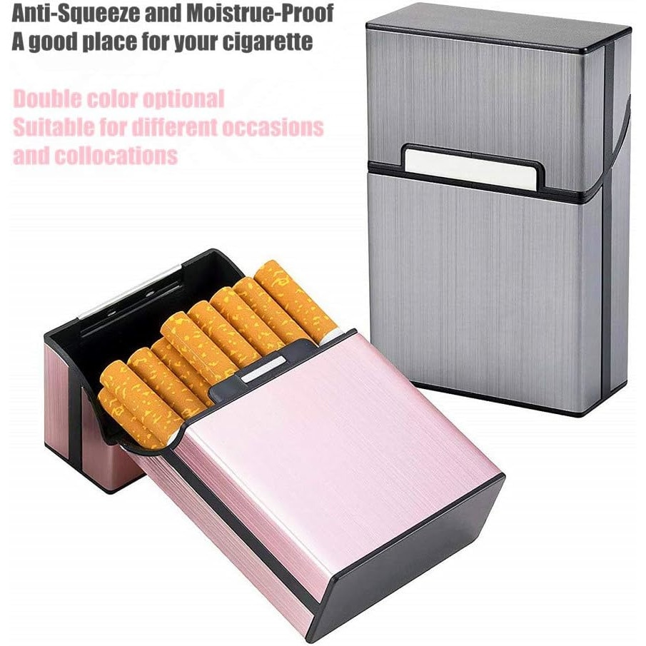 Set 2 cutii de tigari, Sunmostar, Aluminiu, 20 bucati, Gri/Roz - eMAG.ro