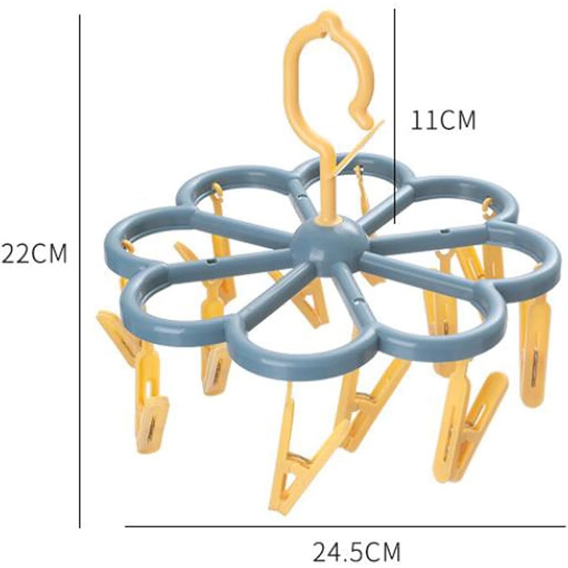 Uscator de sosete, Sunmostar, Plastic, 22 x 24.5 cm, Galben/ Albastru ...