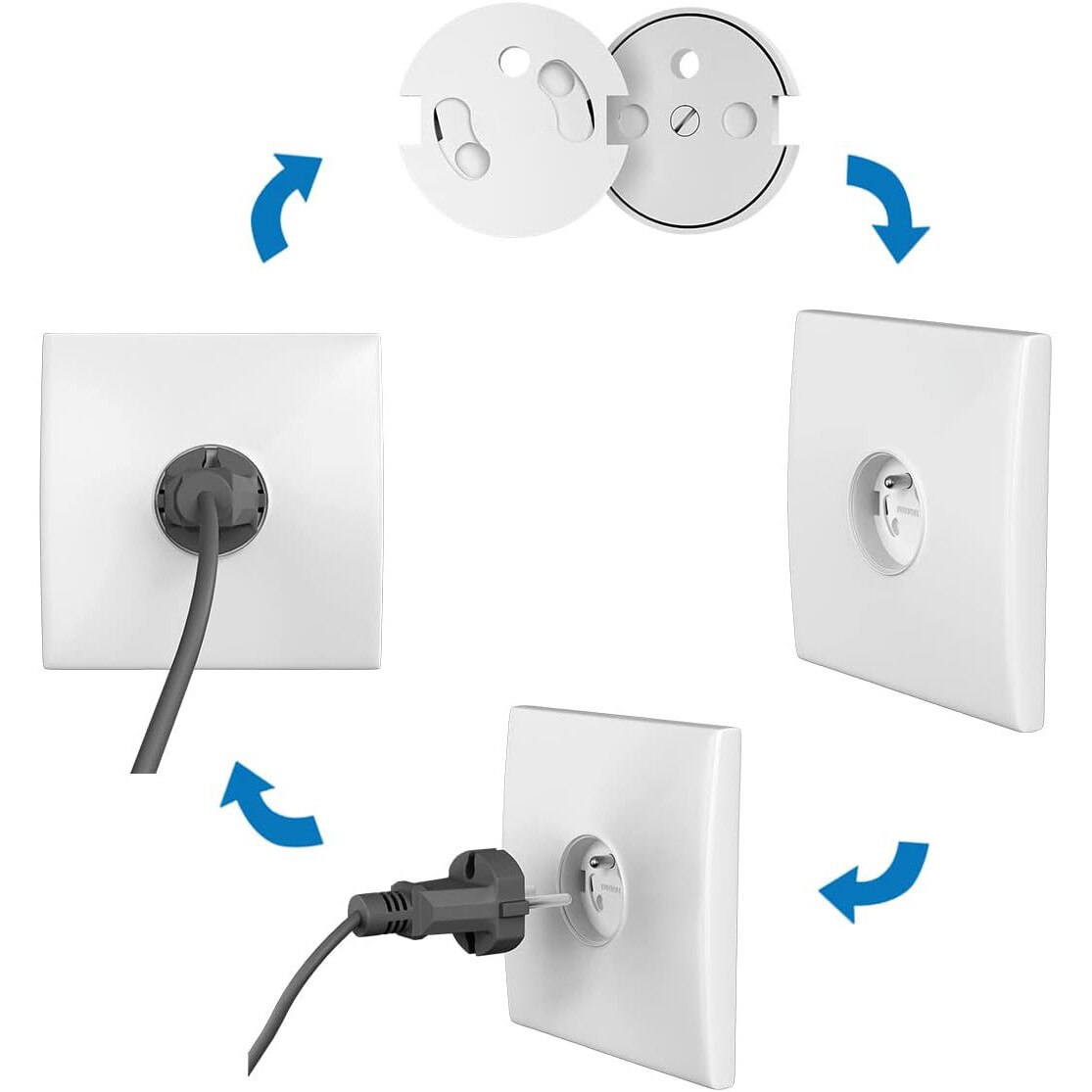 Set 10 protectie prize copii, Oricean®, pentru priza, cu adeziv, Alb ...