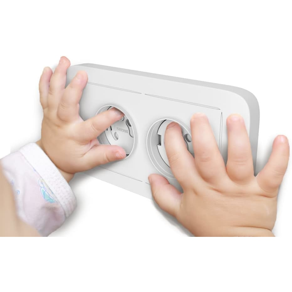 Set 10 protectie prize copii, Oricean®, pentru priza, cu adeziv, Alb ...