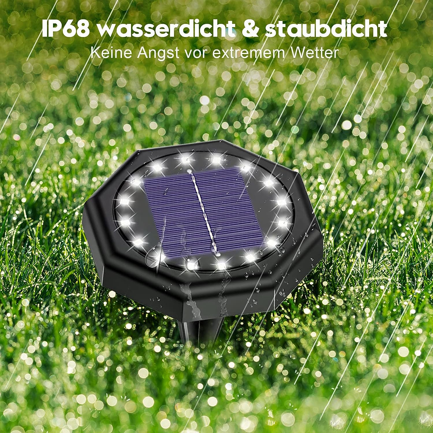 Set 2 lampi solare de gradina, Sunmostar, 16 LED-uri, IP68, Negru - eMAG.ro
