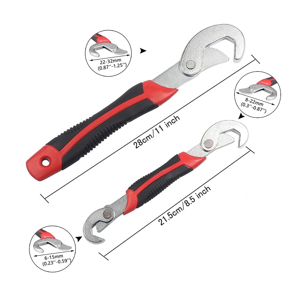 Set 2 chei universale reglabile, 8-22 mm, Rosu - eMAG.ro