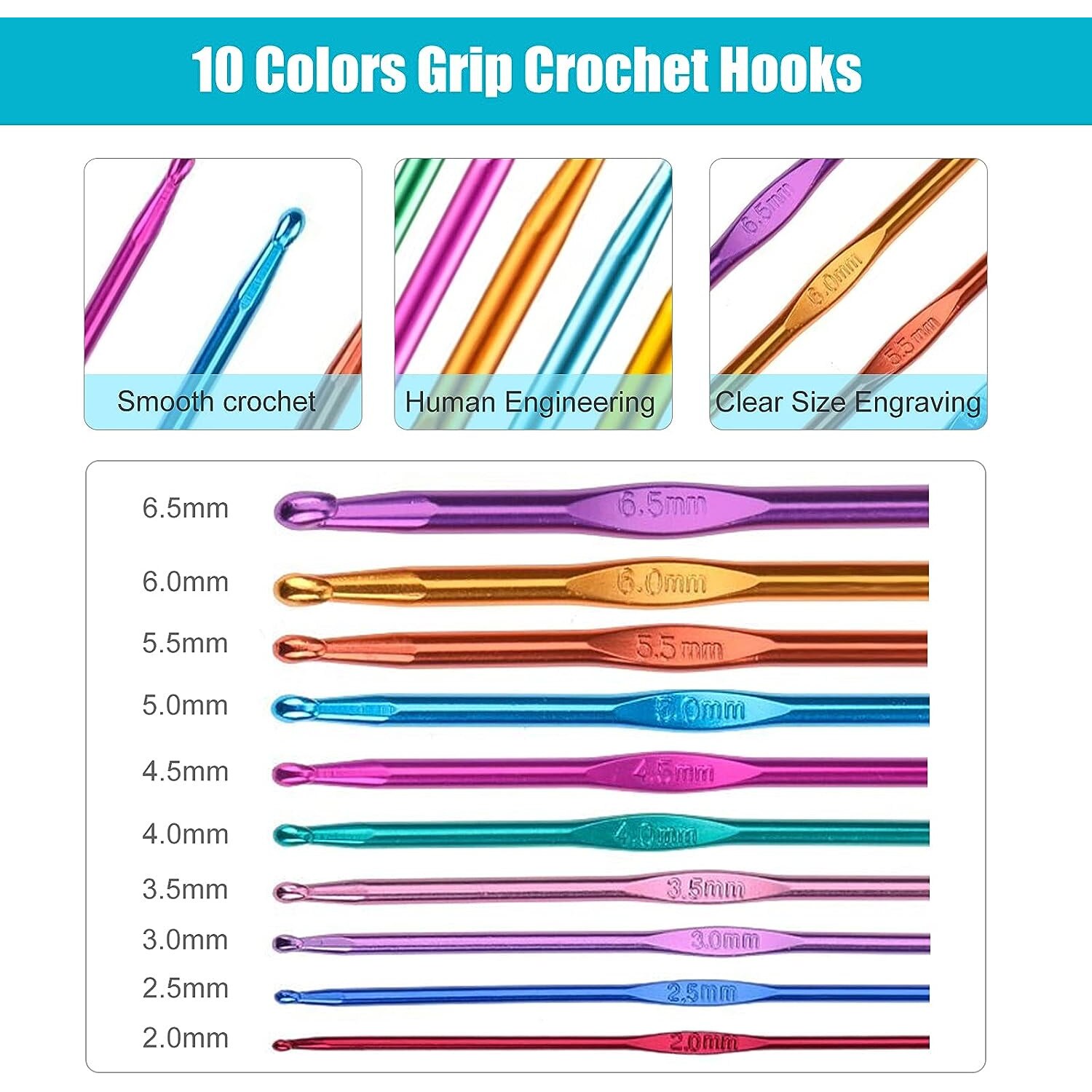 Set 100 de ace de crosetat pentru incepatori, Sunmostar, Aluminiu ...