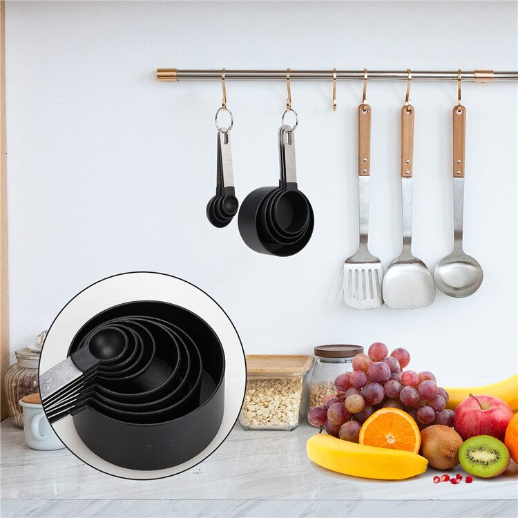 Set 8 linguri gradate de masurat, Sunmostar, Inox / Plastic, Negru ...