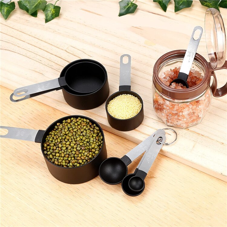 Set 8 linguri gradate de masurat, Sunmostar, Inox / Plastic, Negru ...