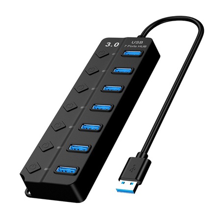 Hub 7in1, Plastic, USB 3.0, Negru - eMAG.ro