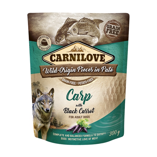 Hrana umeda pentru caini Carnilove, Carp & Morcov Negru, 300g - eMAG.ro