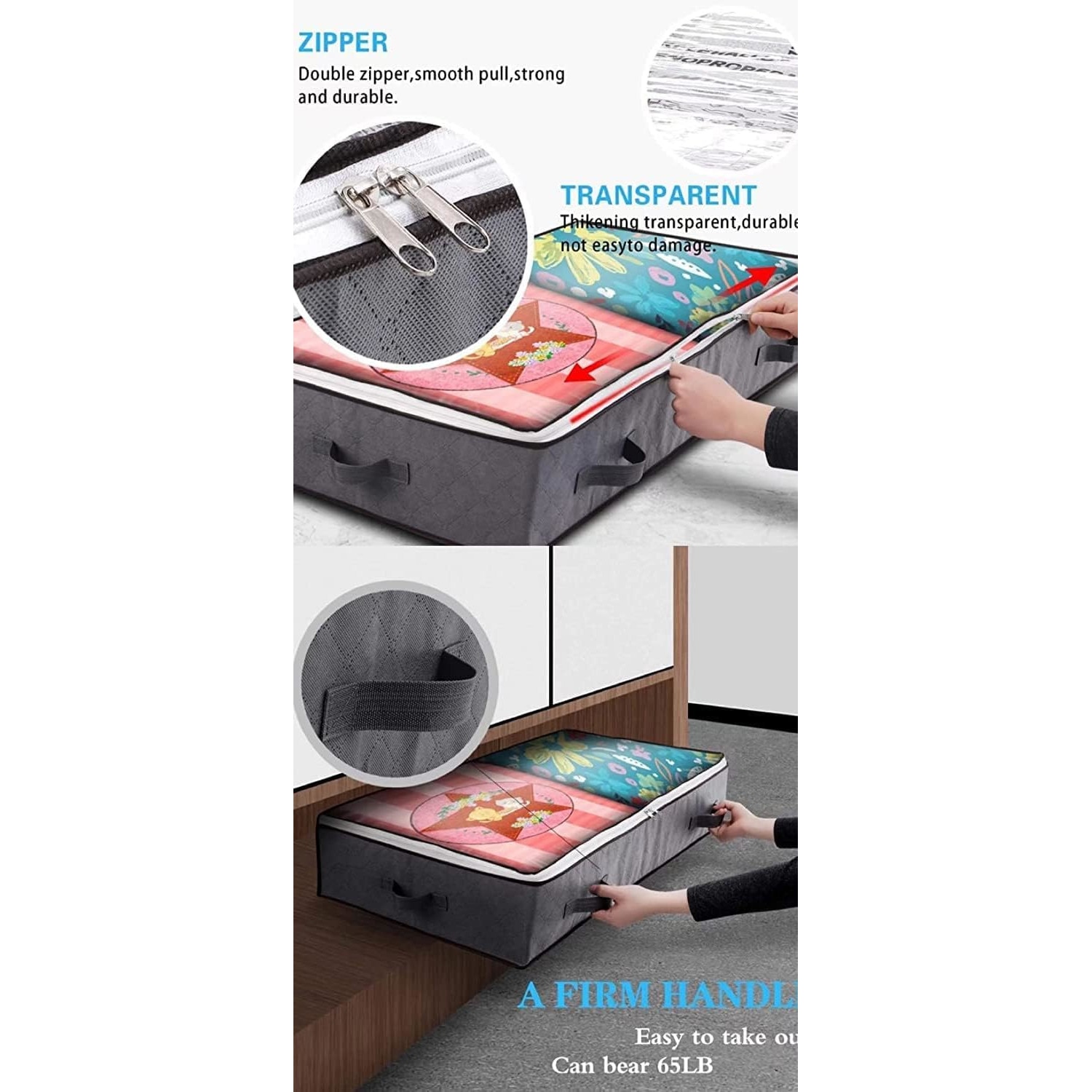 Комплект органайзери за дрехи WALALLA, 5 броя, 100x50x15 см, Сив ...