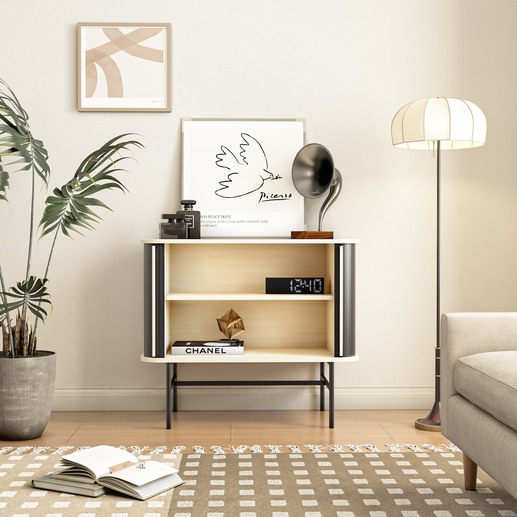 Consola mobilier, roomfitters, Lemn, 2 Usi, Negru - eMAG.ro