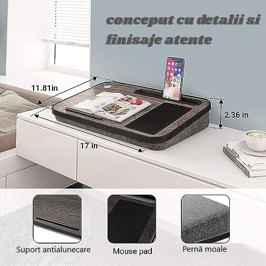 Masuta laptop stand XPD multifunctionala, blat MDF, mouse pad, suport ...