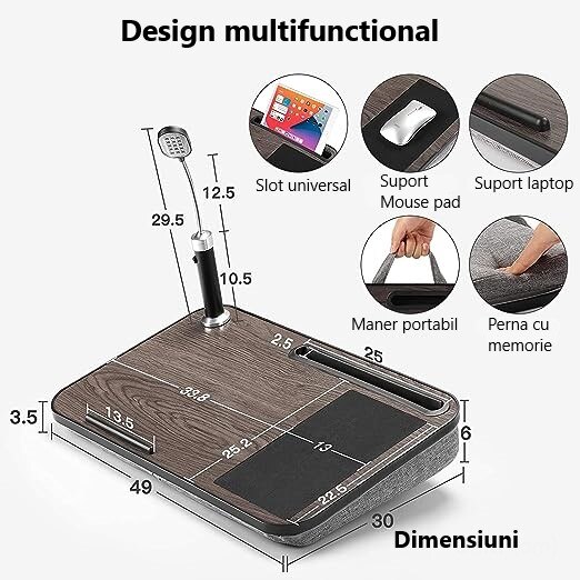 Masuta laptop stand XPD multifunctionala, blat MDF, mouse pad, suport ...